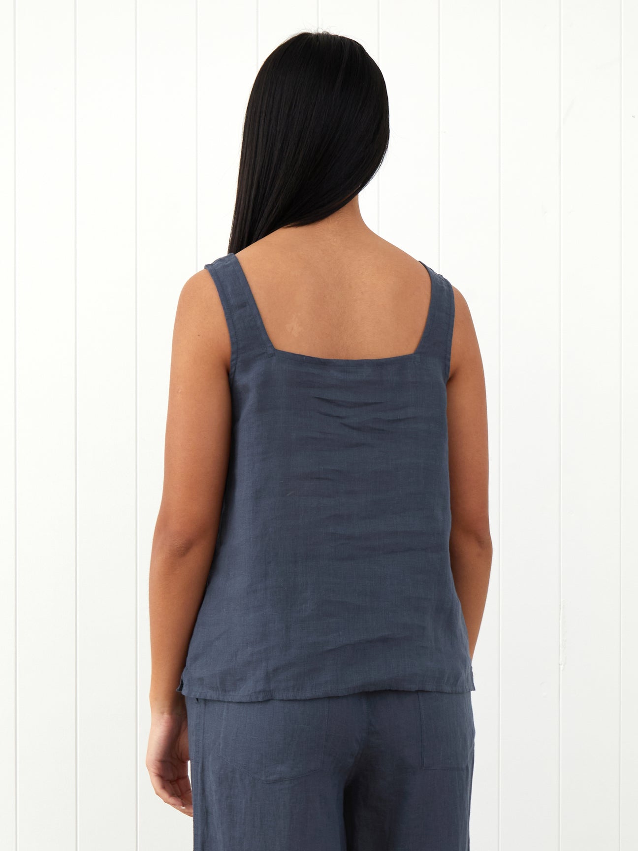 Amalfi Linen Singlet Top in Ink | Wallace Cotton