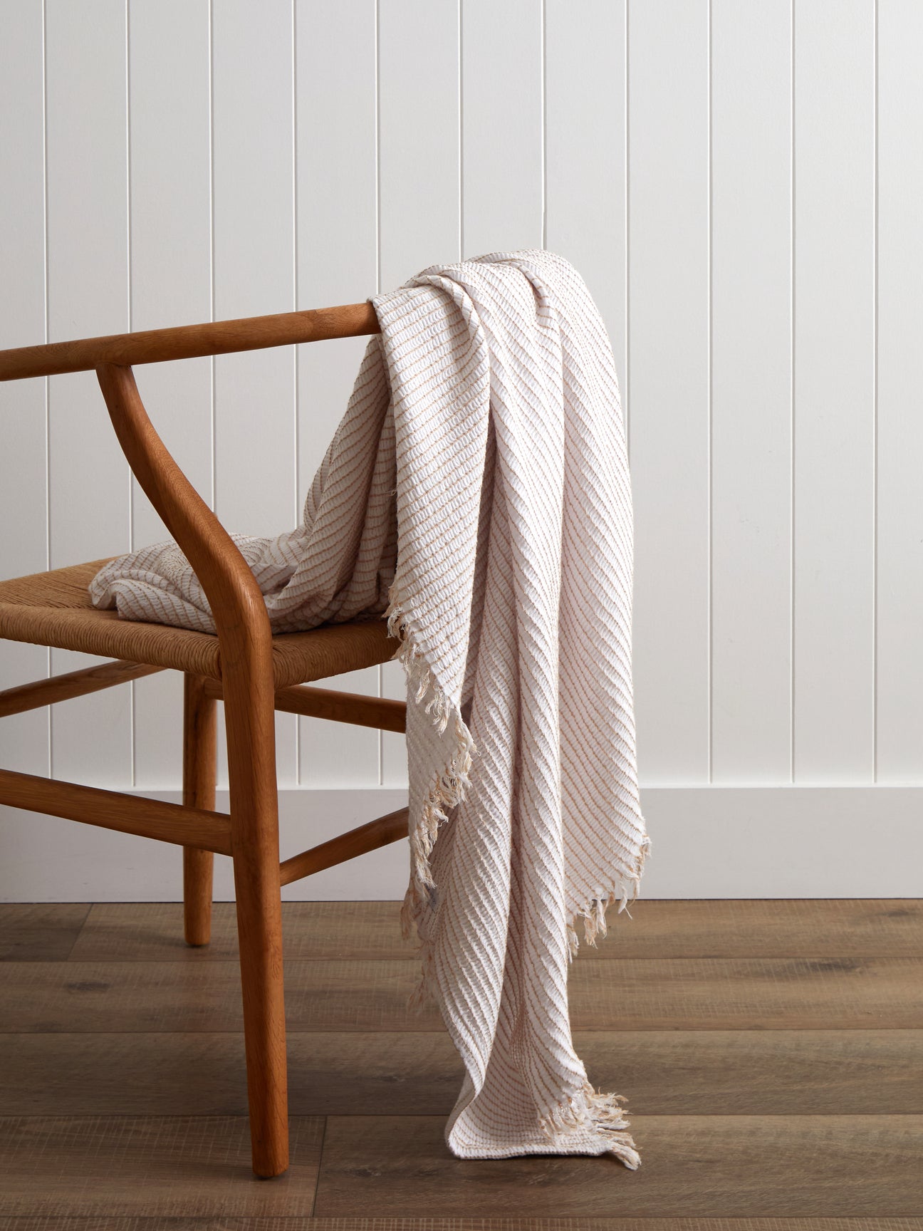 Athens Waffle Throw in White Natural | Wallace Cotton