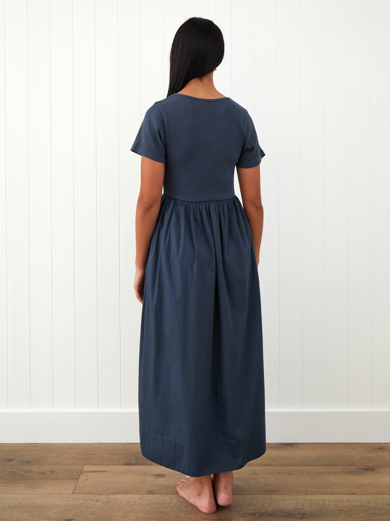 Malta Poplin Dress in Ink | Wallace Cotton