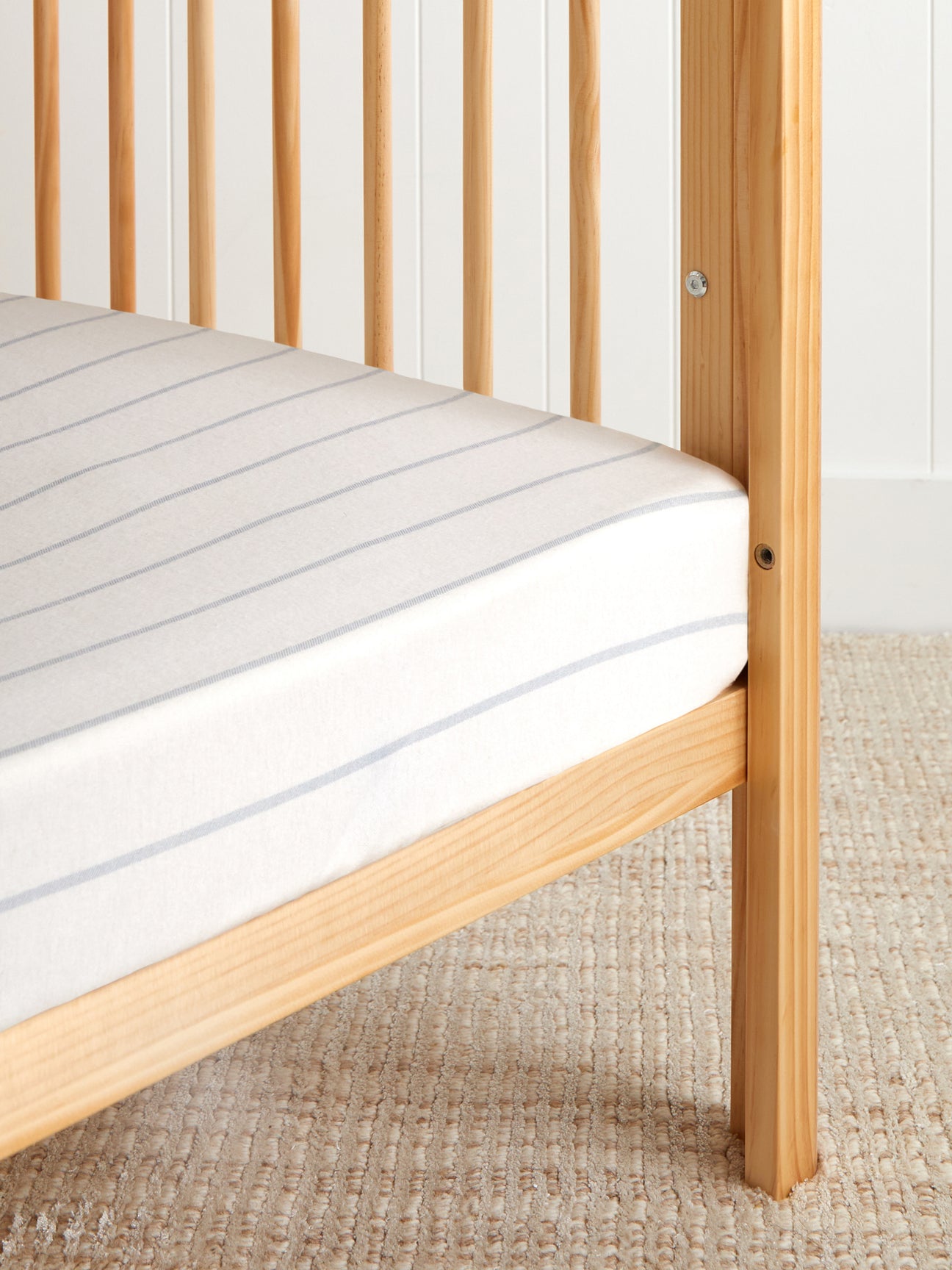 Pinnacle Flannel Cot Fitted Sheet in Blue Stripe | Wallace Cotton